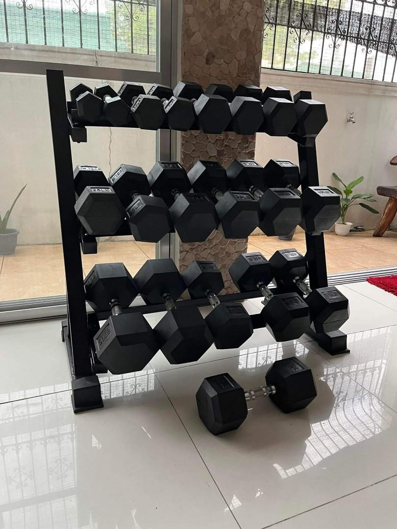 Rubberized hexagonal dumbbell set super sale, Sports Equipment ...