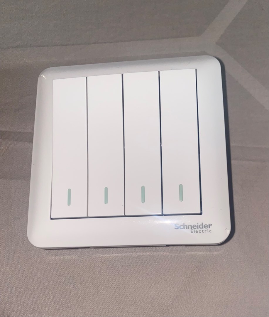Schneider 4 Gang 1 Way Switch, Furniture & Home Living, Lighting & Fans ...