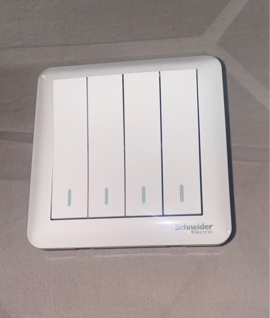 Schneider 4 Gang 1 Way Switch, Furniture & Home Living, Lighting & Fans ...