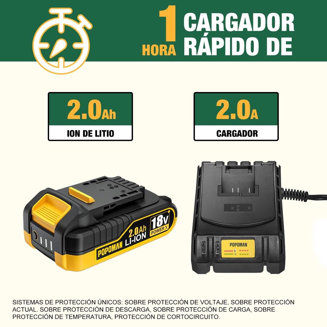 Screw-in Drill Kit POPOMAN 45nm Cordless Drill 180 Nm Electric Screwdriver, 2 x 2.0 Ah Batteries ...