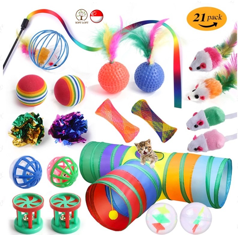 [SG STOCK] 21 Pcs Cat Toys Set Cat Teaser Toys Pets Toy Cats Toy ...