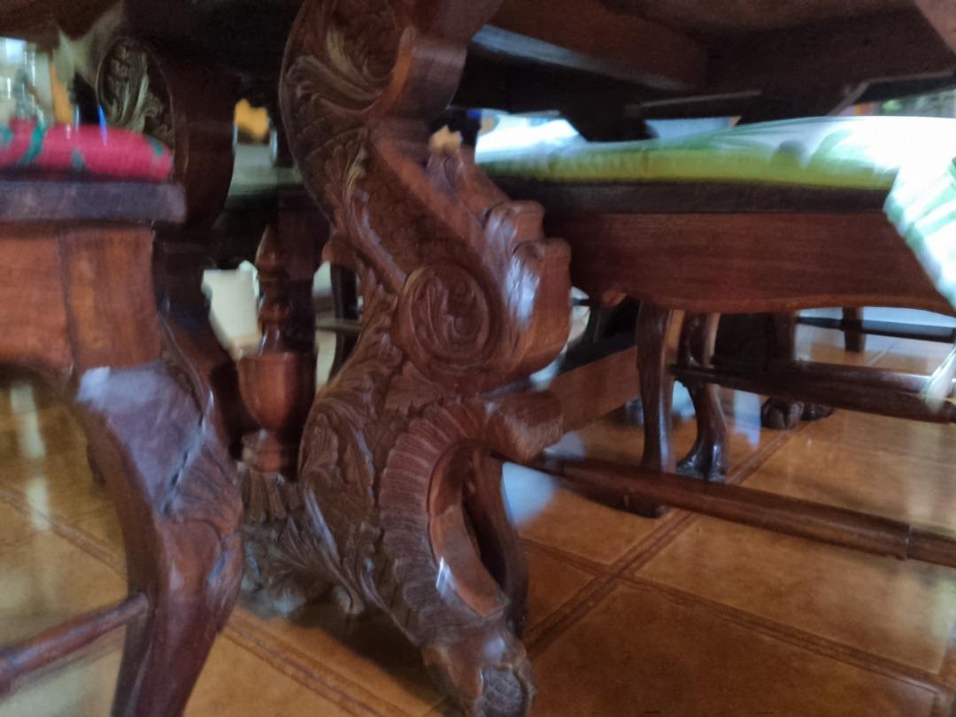 Solid genuine narra dining table and 6 chairs set, Furniture & Home ...