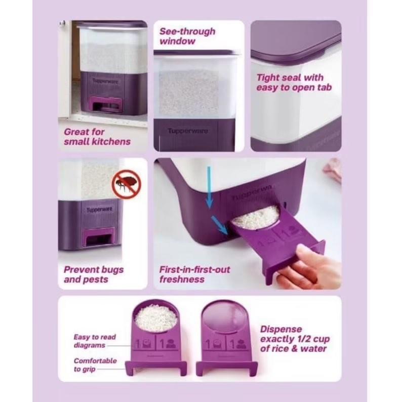 Tupperware Rice Smart Junior 5kg, Furniture & Home Living, Kitchenware ...