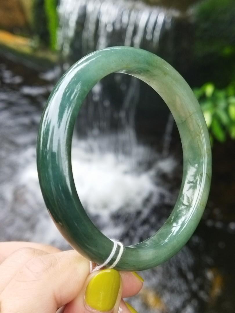 Type A Ombre Forest Green Jadeite Jade bangle size 59.36mm, Women's ...