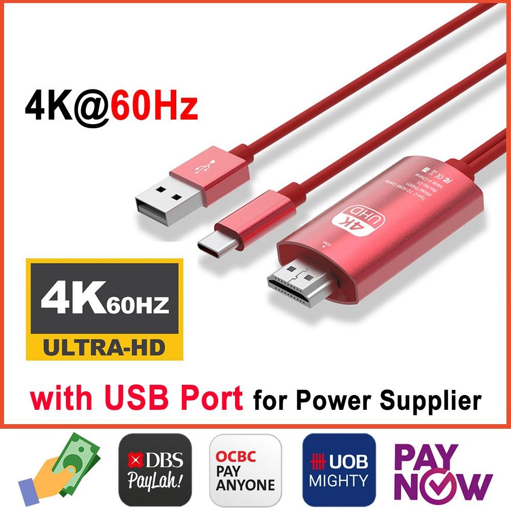 USB C to HDMI Cable 4K 60Hz, USB Type C Thunderbolt 3 HDMI Adapter Compatible for iPad Mini 6 ...