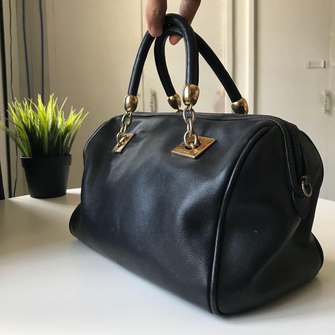 Vintage Satchi Italy boston bag - genuine leather, Women's Fashion ...