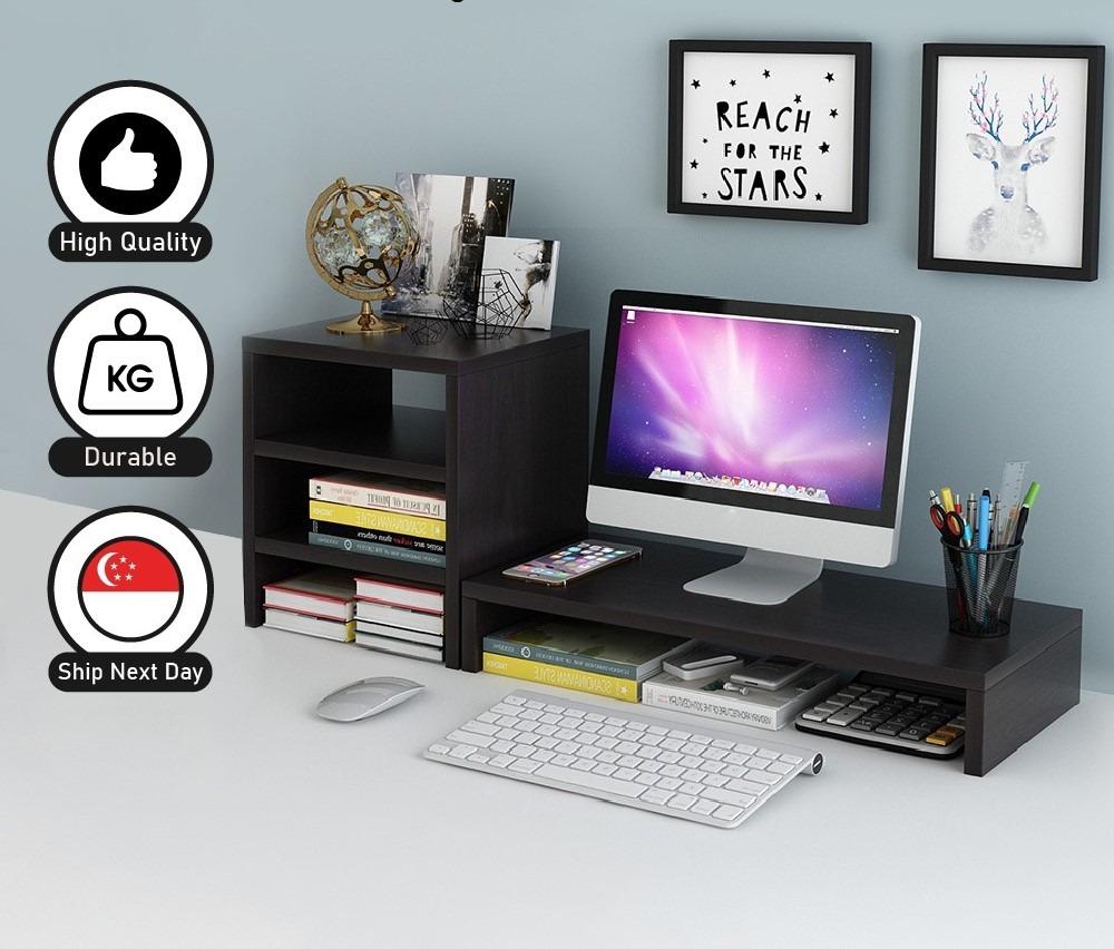 Wooden Monitor Riser Stand/Ergonomic Laptop Stand/Desk Organizer ...