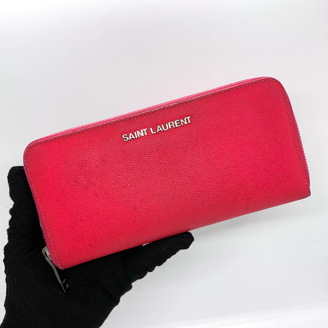 YVES SAINT LAURENT NEON PINK ZIP WALLET 227025966 ], Luxury, Bags ...