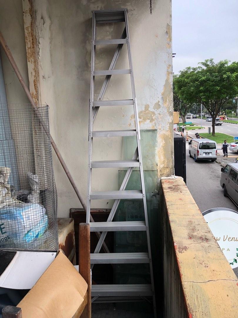 10 steps ladder foldable - Full aluminium, Furniture & Home Living ...