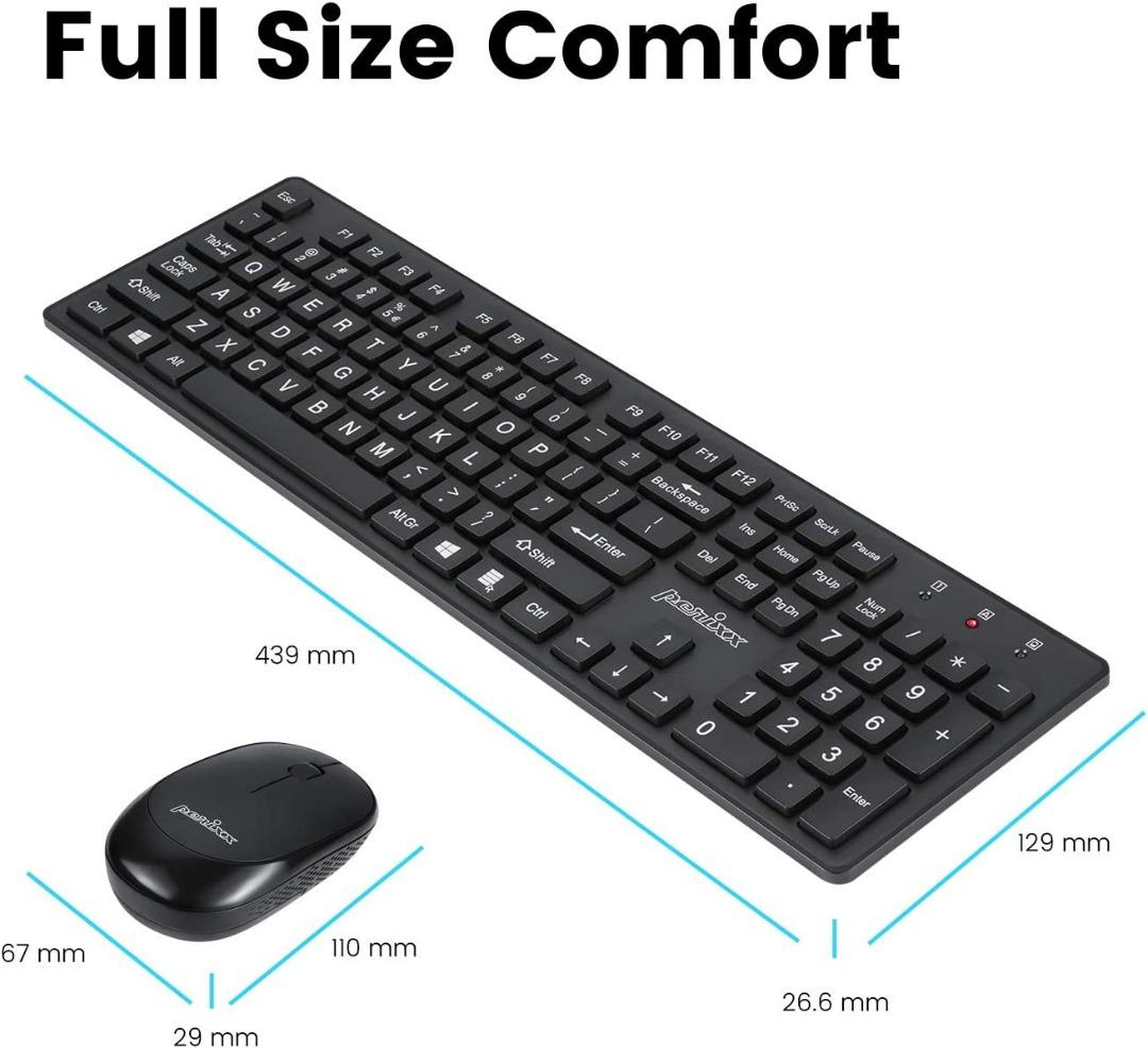 3416) Perixx PERIDUO-717 Wireless Standard Keyboard and Mouse Combo-Set ...
