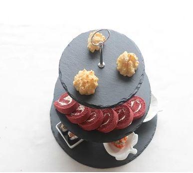 3-Tier Square Cake Stand Slate Food Display Stand, Tiered Serving Tray ...