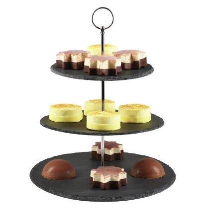 3-Tier Square Cake Stand Slate Food Display Stand, Tiered Serving Tray ...