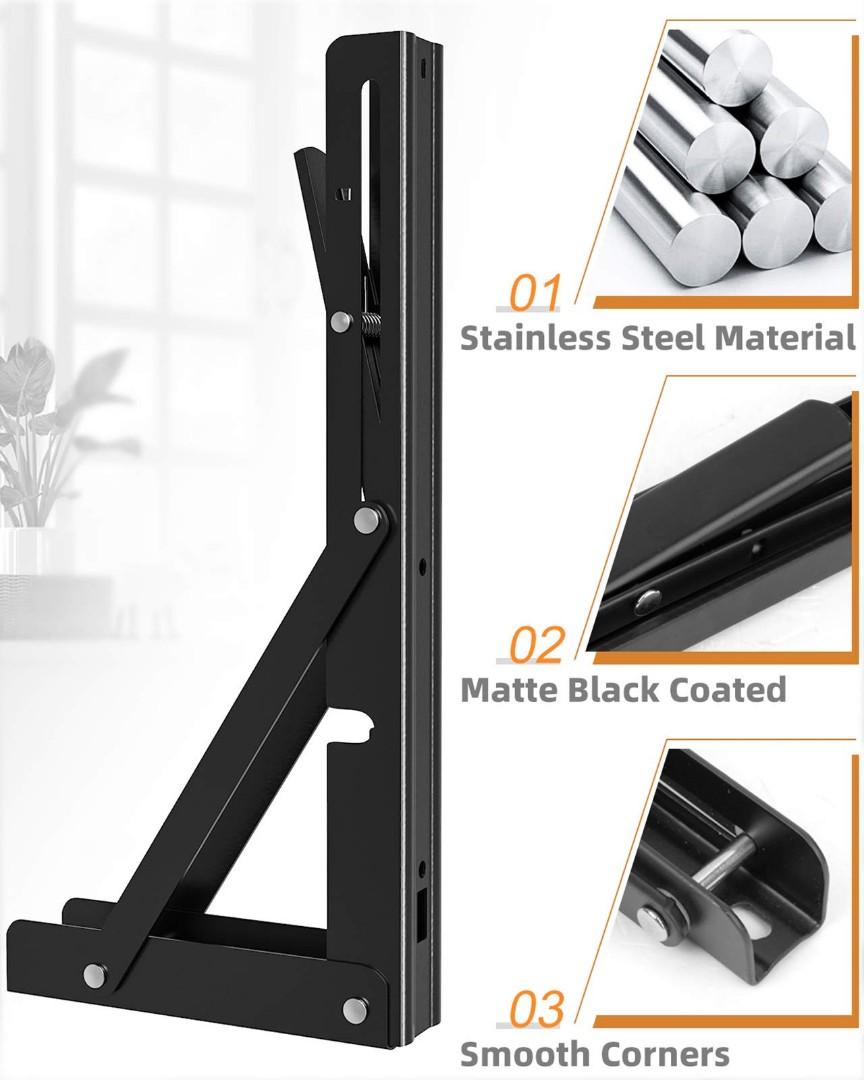 4 pc Folding Shelf Bracket 16 Inch, Stainless Steel Collapsible Bracket ...