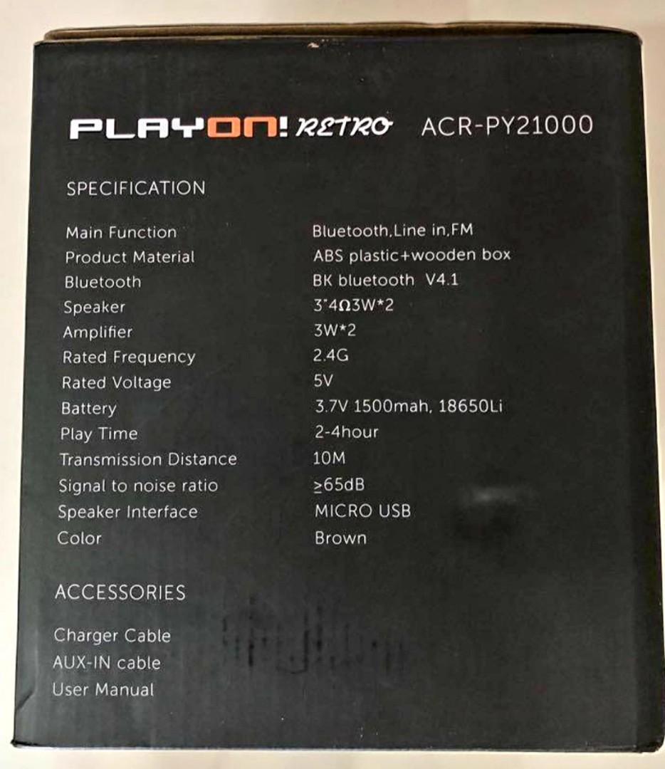 AC Ryan PlayOn! Retro Portable Bluetooth FM Radio Player, Audio ...