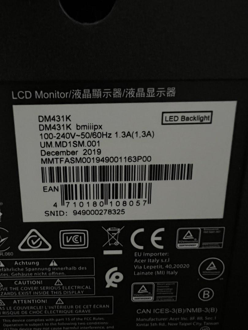 Acer DM431K 43-Inch 4K, Computers & Tech, Parts & Accessories, Monitor Screens on Carousell