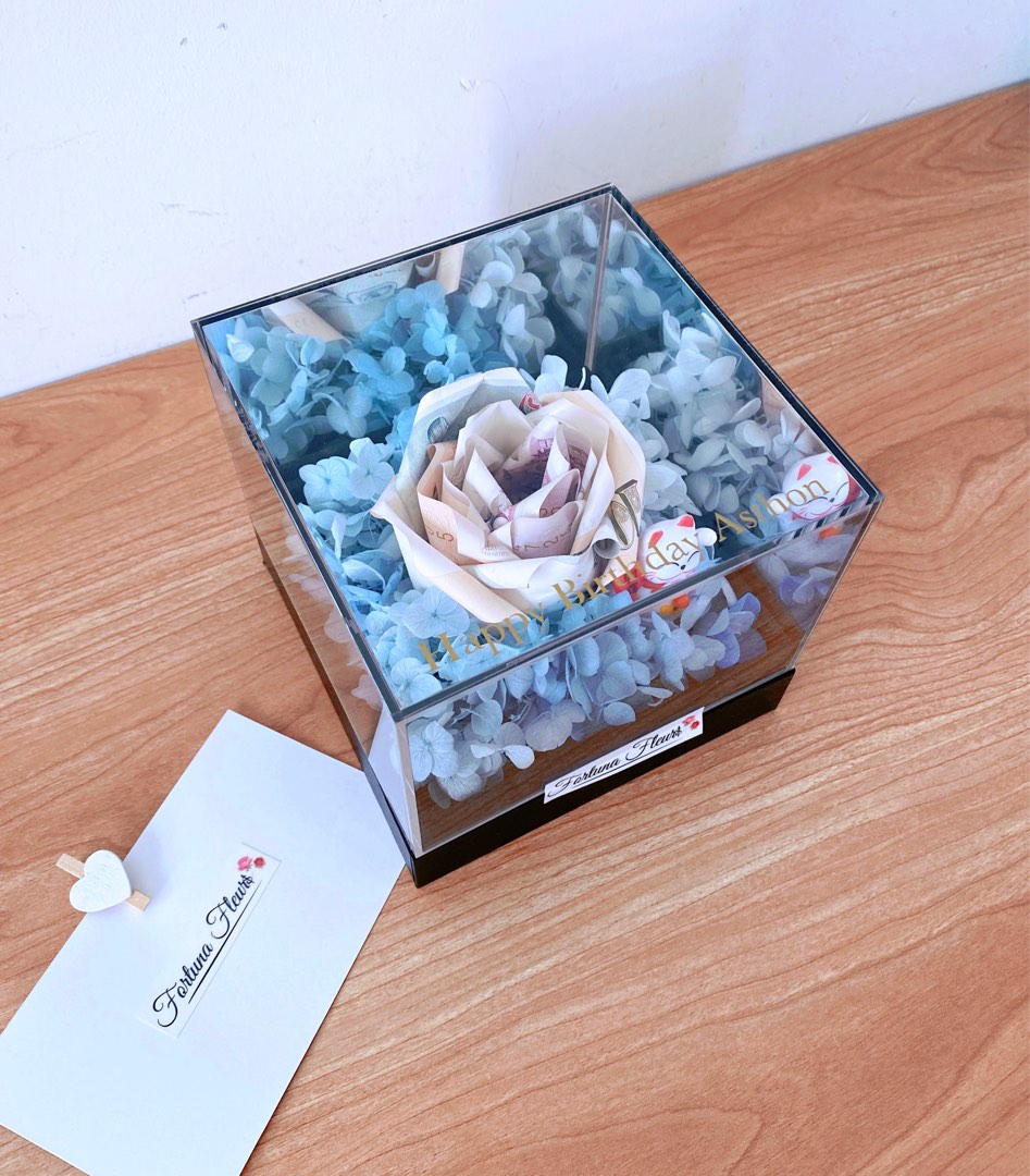 Acrylic box gift set hamper money flowers, Hobbies & Toys, Stationery ...