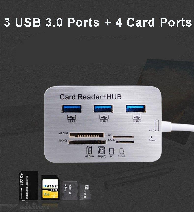 All in 1 USB 3.0 Card Reader with 3-ports Hub, 電腦＆科技, 電腦周邊及配件, 電腦周邊產品 ...