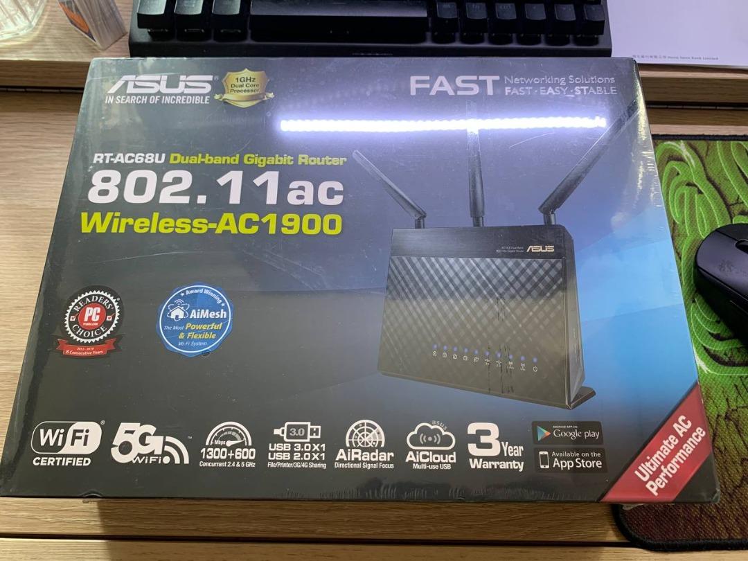 全新ASUS RT-AC68U Wireless-AC1900 雙頻無線路由器 dual band Gigabit Wifi Routter ...