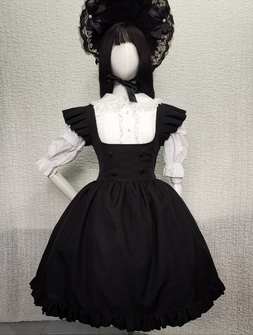 Black Maid Old School Lolita JSK dress, Women's Fashion, Dresses & Sets ...