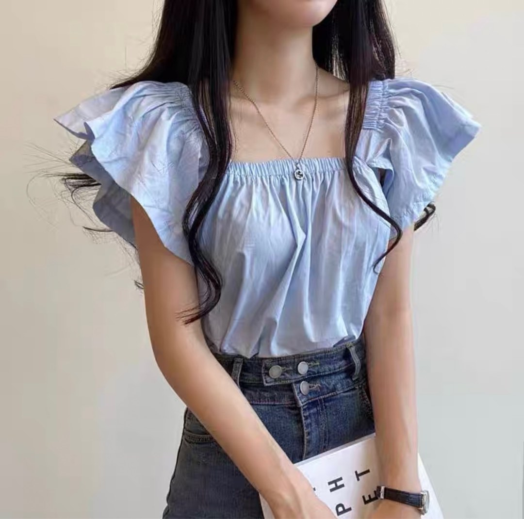 blue top, Women's Fashion, Tops, Sleeveless on Carousell