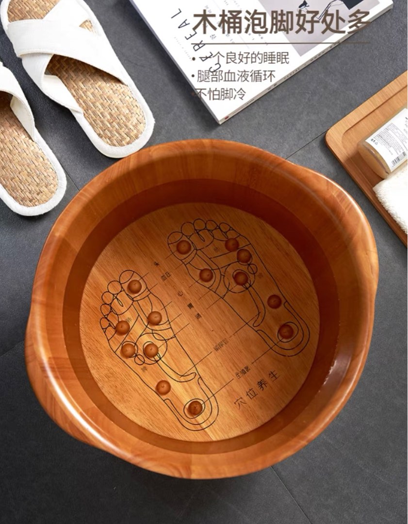 Cedar Wooden bucket for foot soak foot reflexology, Beauty & Personal ...