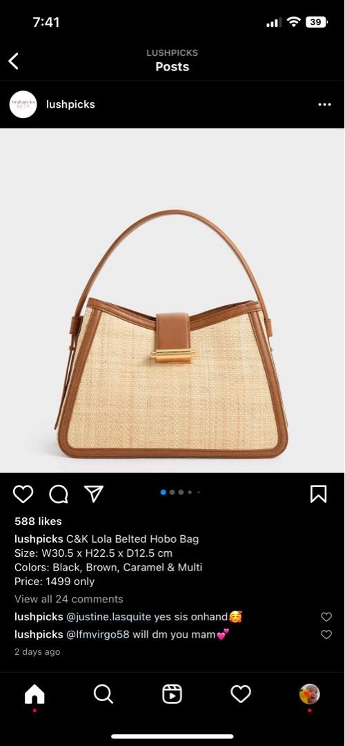 Charles & Keith Lola Belted Hobo Bag, Women's Fashion, Bags & Wallets ...