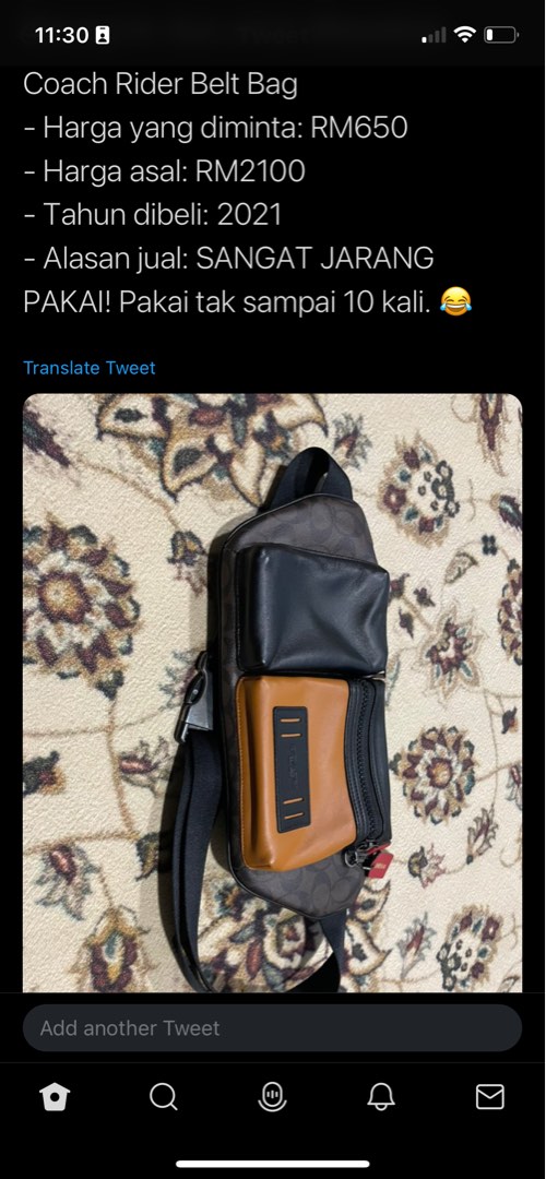 COACH Rider Belt Bag (Original), Luxury, Bags & Wallets on Carousell