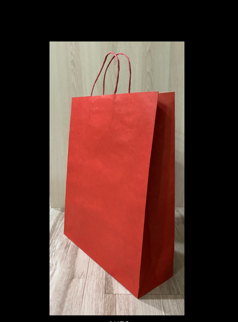 Eco-Kraft Red Paper Bag XL (H46 x W37 x D13 cm), Hobbies & Toys ...