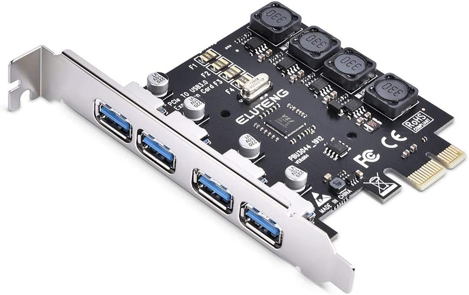 ELUTENG PCIE USB 3.0 Card 4 Ports PCI Expree to USB Expansion Card Super Speed 5Gbps PCI-e USB3 ...