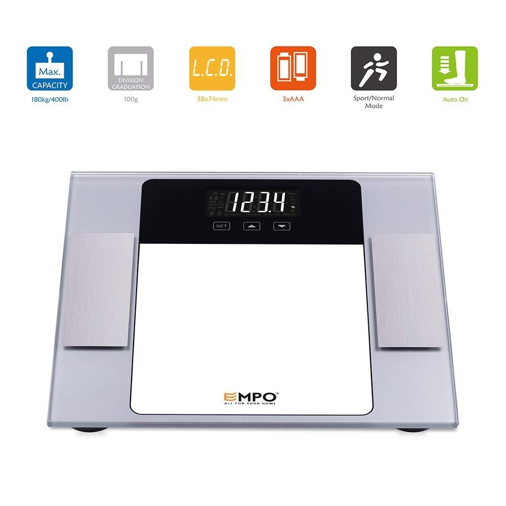 EMPO Body Fat Bathroom Scale with Tempered Glass - High Accuracy ...