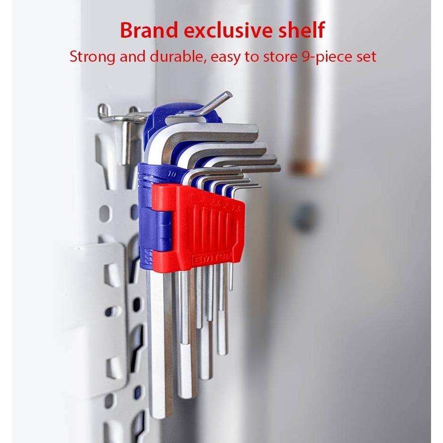 EMTOP 9pcs Portable Long arm Hex Key L Type Wrench Set Hexagon Spanner ...