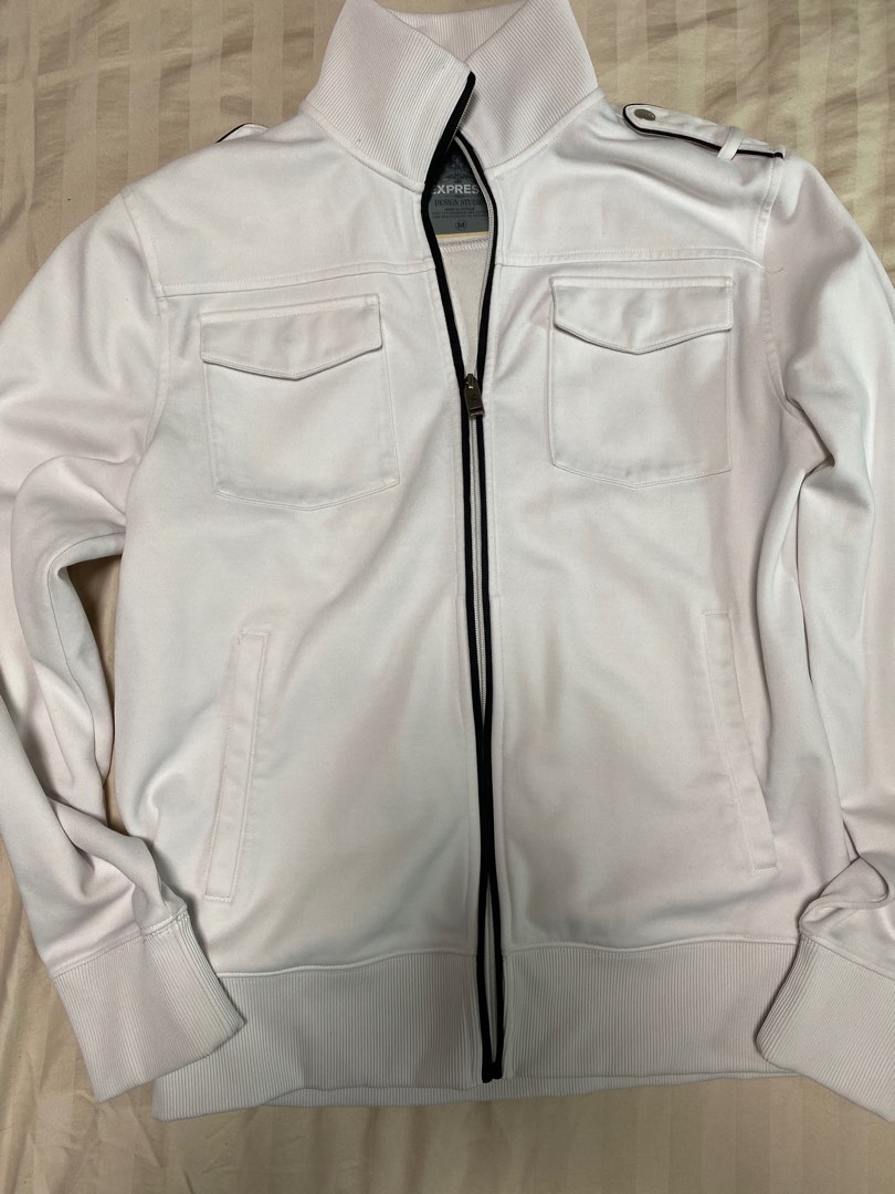 Express bomber jacket white, Men's Fashion, Coats, Jackets and ...