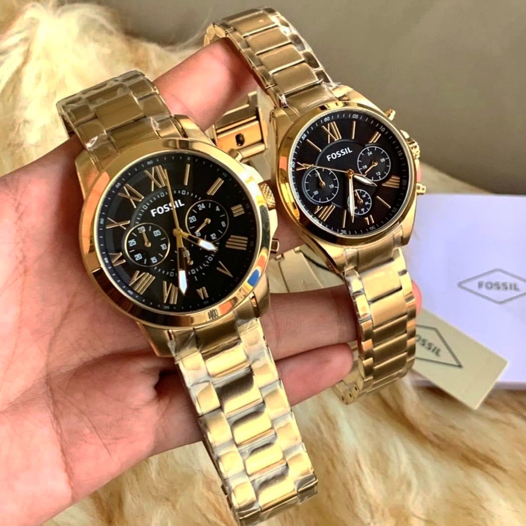 FOSSIL COUPLE GRANT STEEL AUTHENTIC WATCH, Women's Fashion, Watches ...