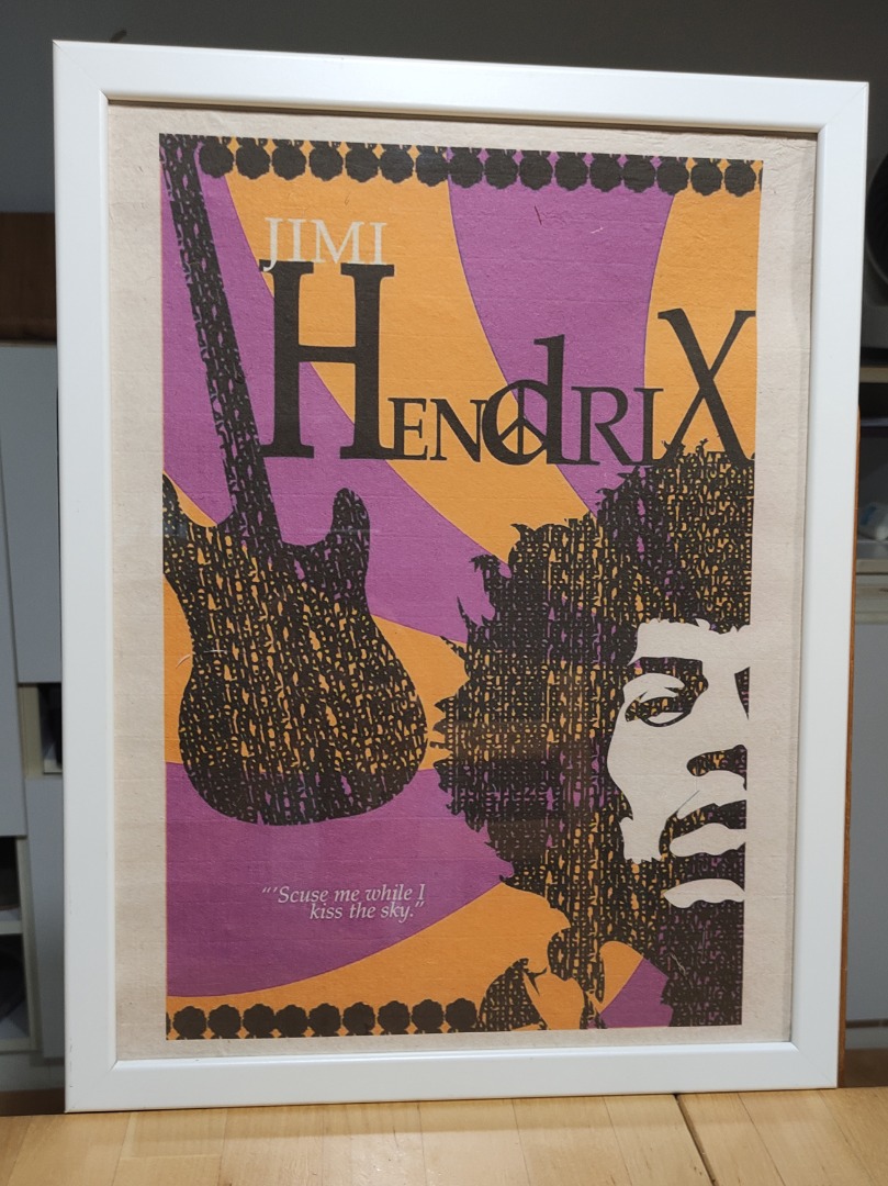 Hendrix/Monroe print with frame, Furniture & Home Living, Home Decor, Frames & Pictures on Carousell
