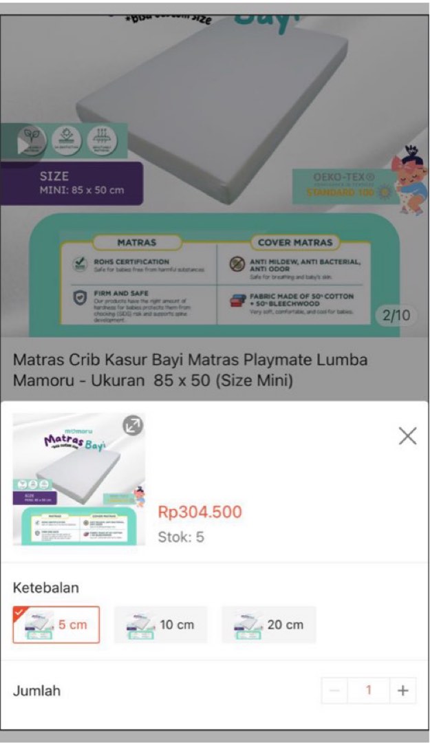 Matras Crib Kasur Bayi Matras Playmate Lumba Mamoru - Ukuran 85 x 50 ...