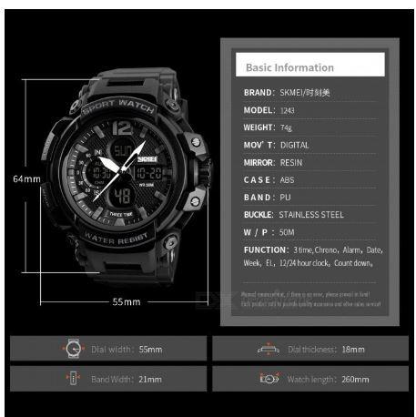 Men's Triple Time Display Military Rugged Sports Watch, Men's Fashion ...