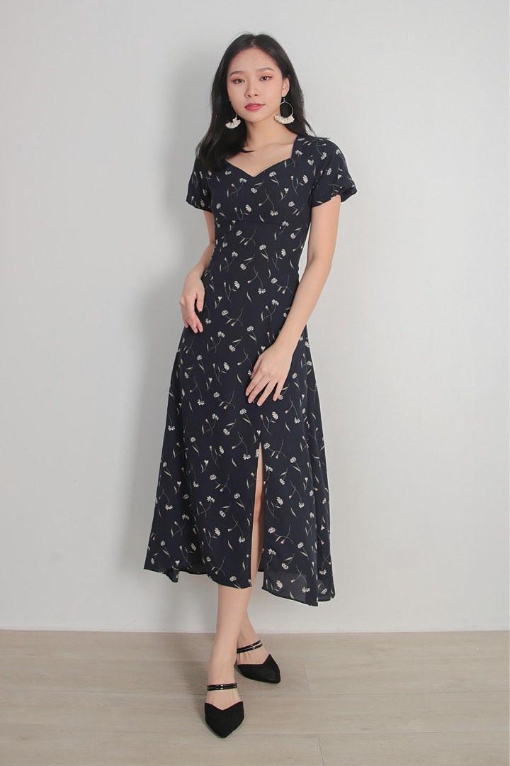 MGP LABEL Noralia Floral Maxi Dress in Navy, Women's Fashion, Dresses ...