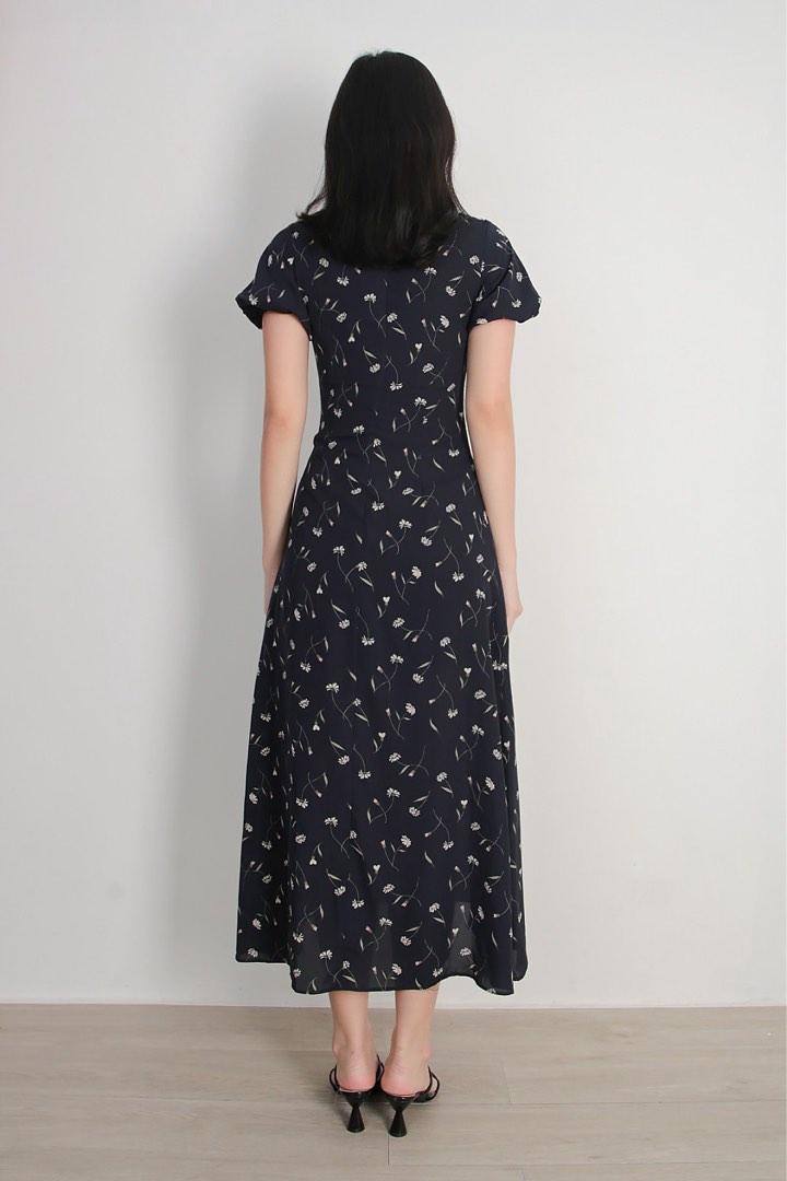 MGP LABEL Noralia Floral Maxi Dress in Navy, Women's Fashion, Dresses ...