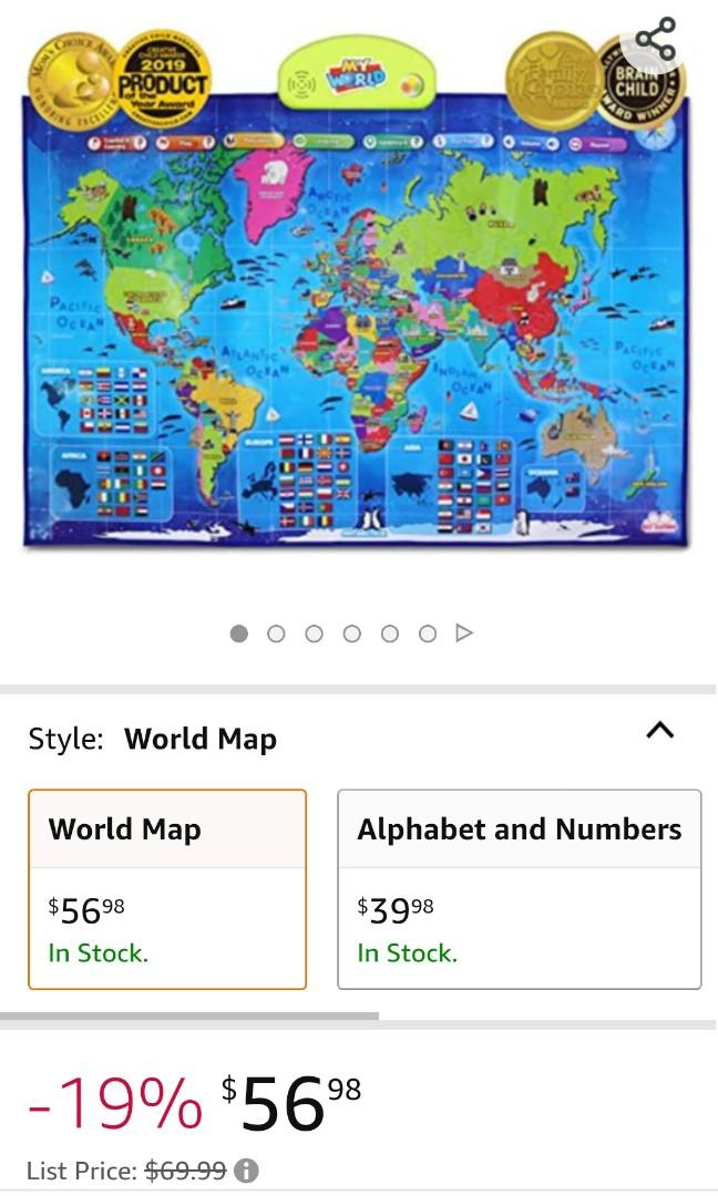 My World Interactive Talking Map, Hobbies & Toys, Toys & Games on Carousell