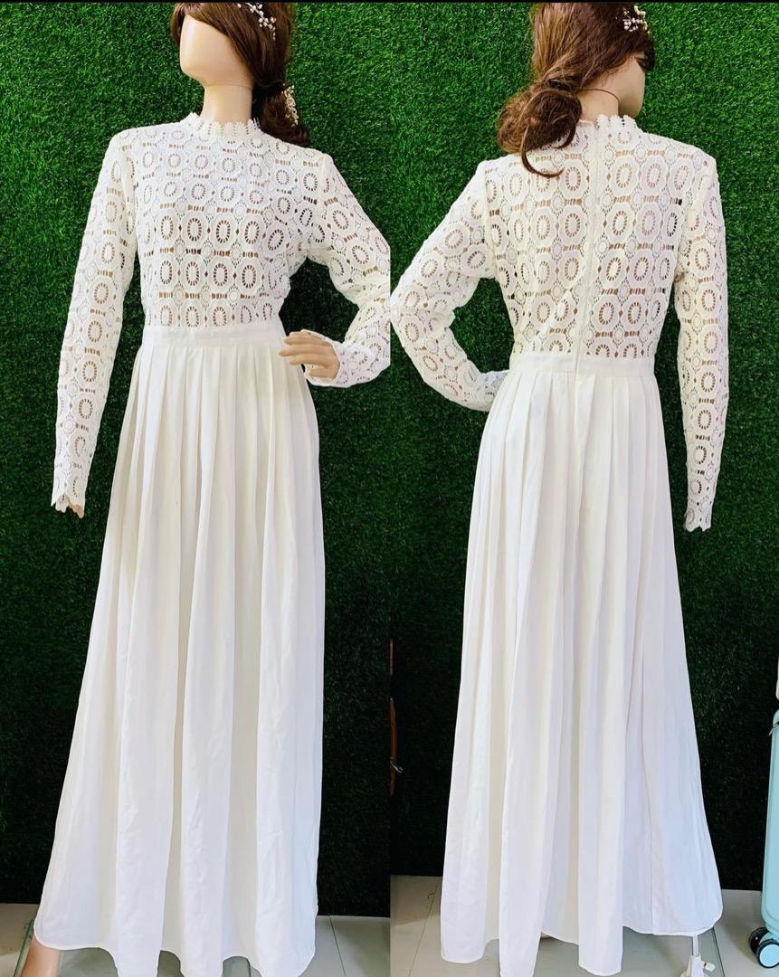 New White lace long evening dress by self-portrait insp White lace full ...