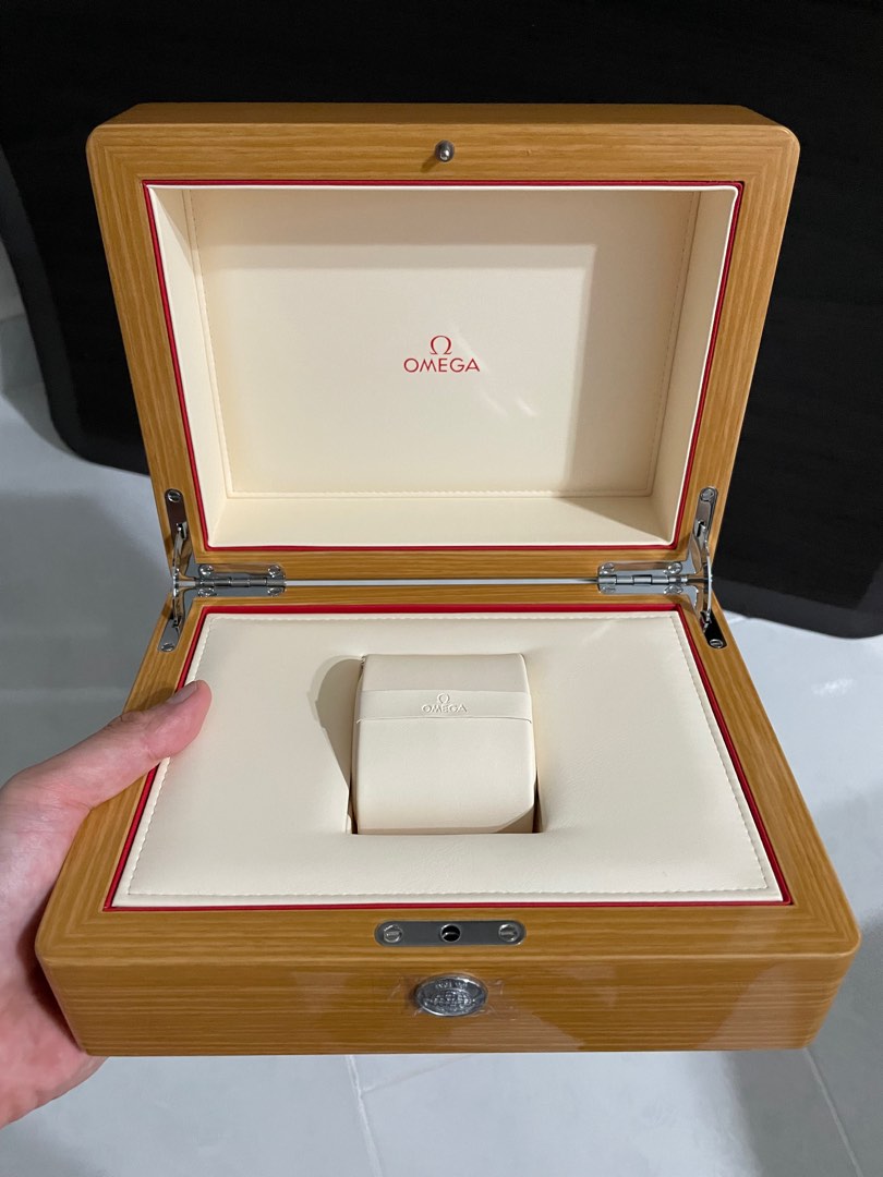 Omega watch box wooden, Luxury, Watches on Carousell