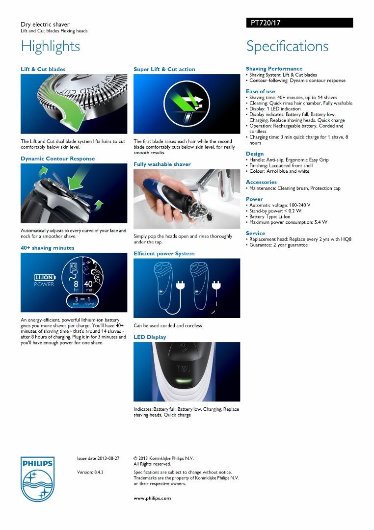 Philips Shaver PT-720, Beauty & Personal Care, Men's Grooming on Carousell