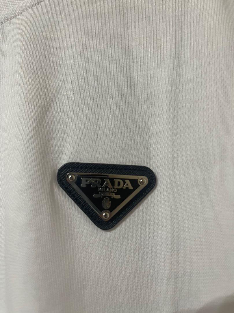 Prada Triangle Metal Logo Tee, Men's Fashion, Tops & Sets, Tshirts ...