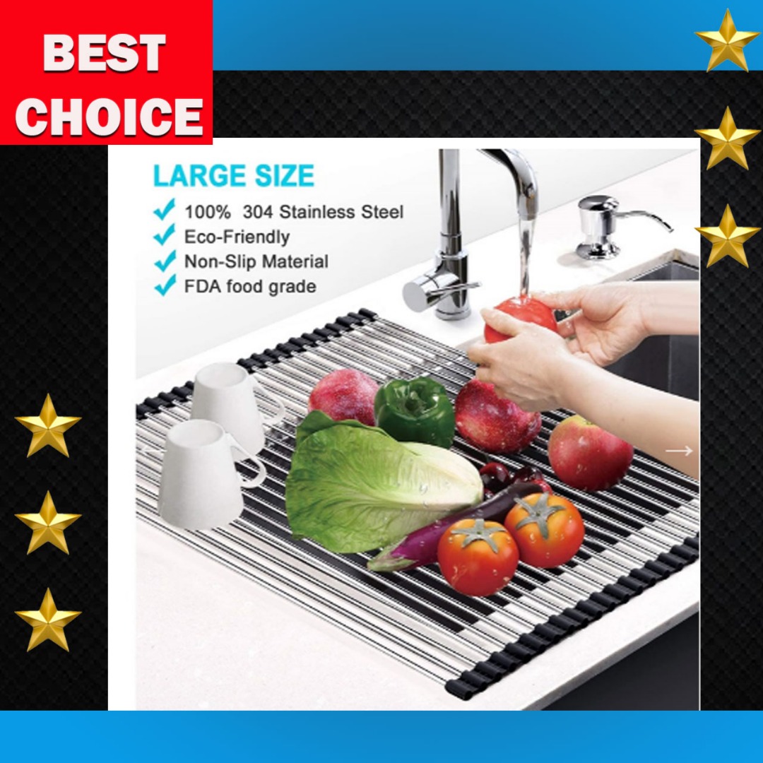 rak sinki dapur stainless steel/tempat letak makanan/pengering makanan ...