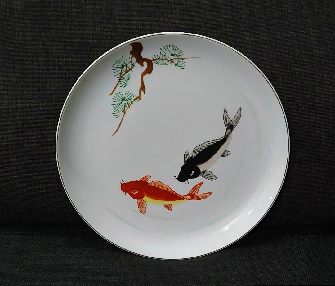 RARE! Vintage Japan White Double Koi Carp Fish Plate Ceramics, Hobbies ...