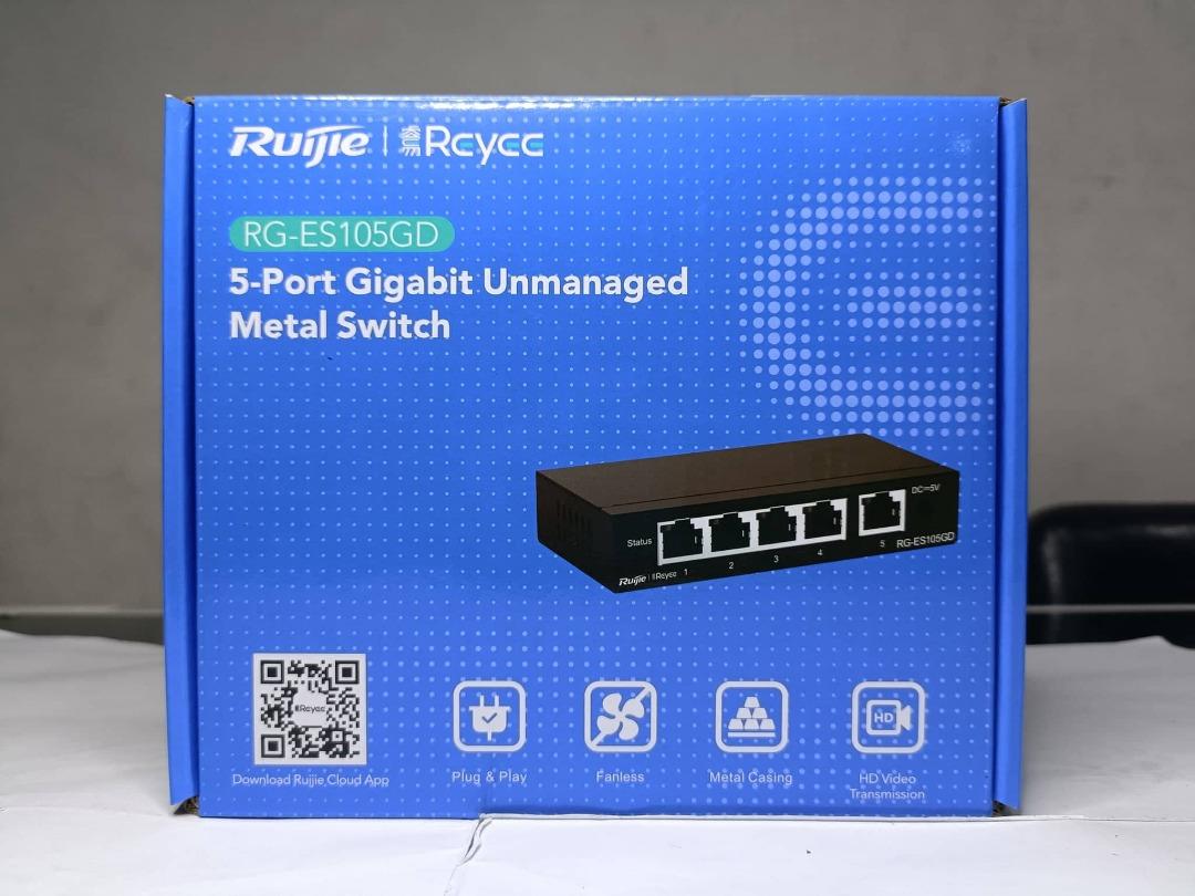 Ruijie RG-ES105GD 5-Port Gigabit Unmanaged Metal Switch, Computers ...