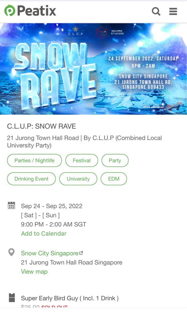 Snow Rave, Tickets & Vouchers, Event Tickets on Carousell