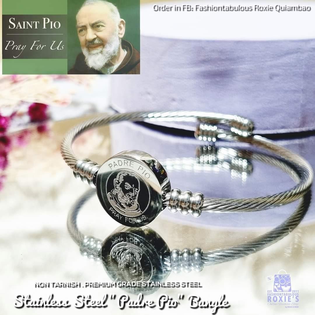 STAINLESS STEEL PADRE PIO BANGLE, Women's Fashion, Jewelry & Organizers ...