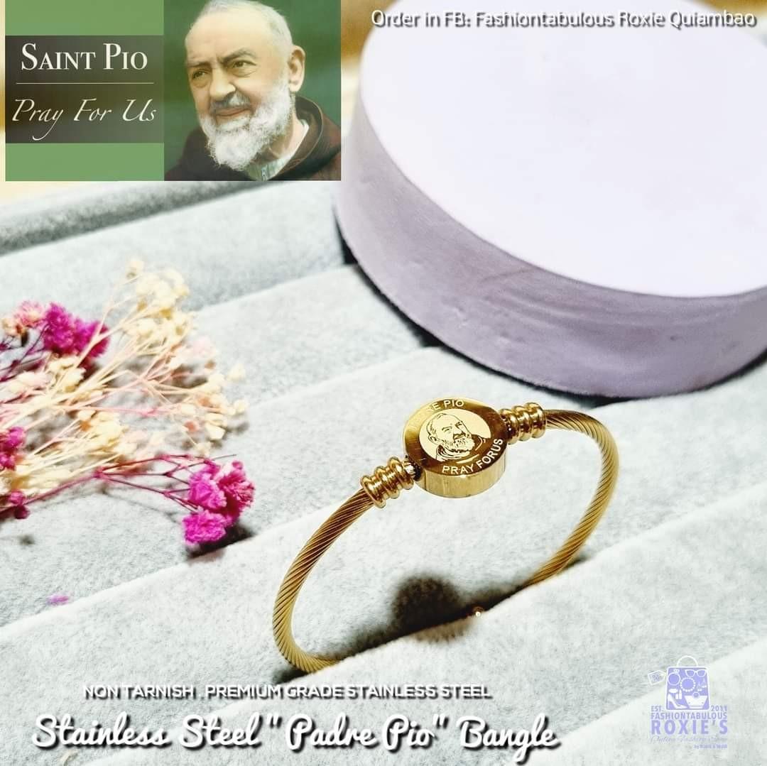STAINLESS STEEL PADRE PIO BANGLE, Women's Fashion, Jewelry & Organizers ...