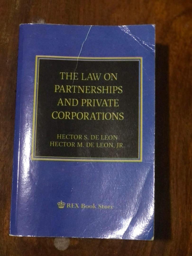 THE LAW ON PARTNERSHIP AND PRIVATE CORPORATION by H. DE LEON, Hobbies & Toys, Books & Magazines ...